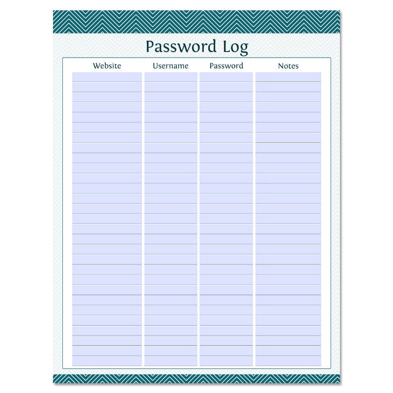 Password Log - Fillable - Instant Download - Printable Organizational ...