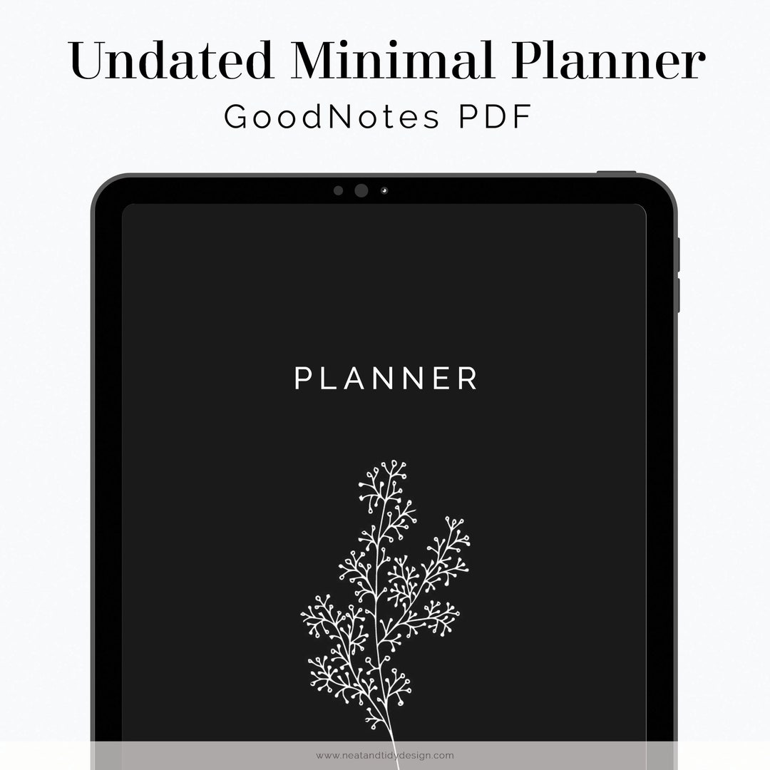 Undated Minimalist Digital Tabbed Planner for Goodnotes dark ...