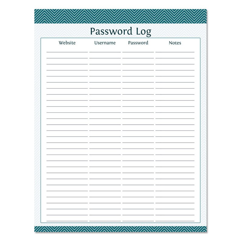 Password Log - Fillable - Instant Download - Printable Organizational ...