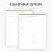 Lab Tests & Results - Fillable - 2 Layouts - Health and Medical Log ...