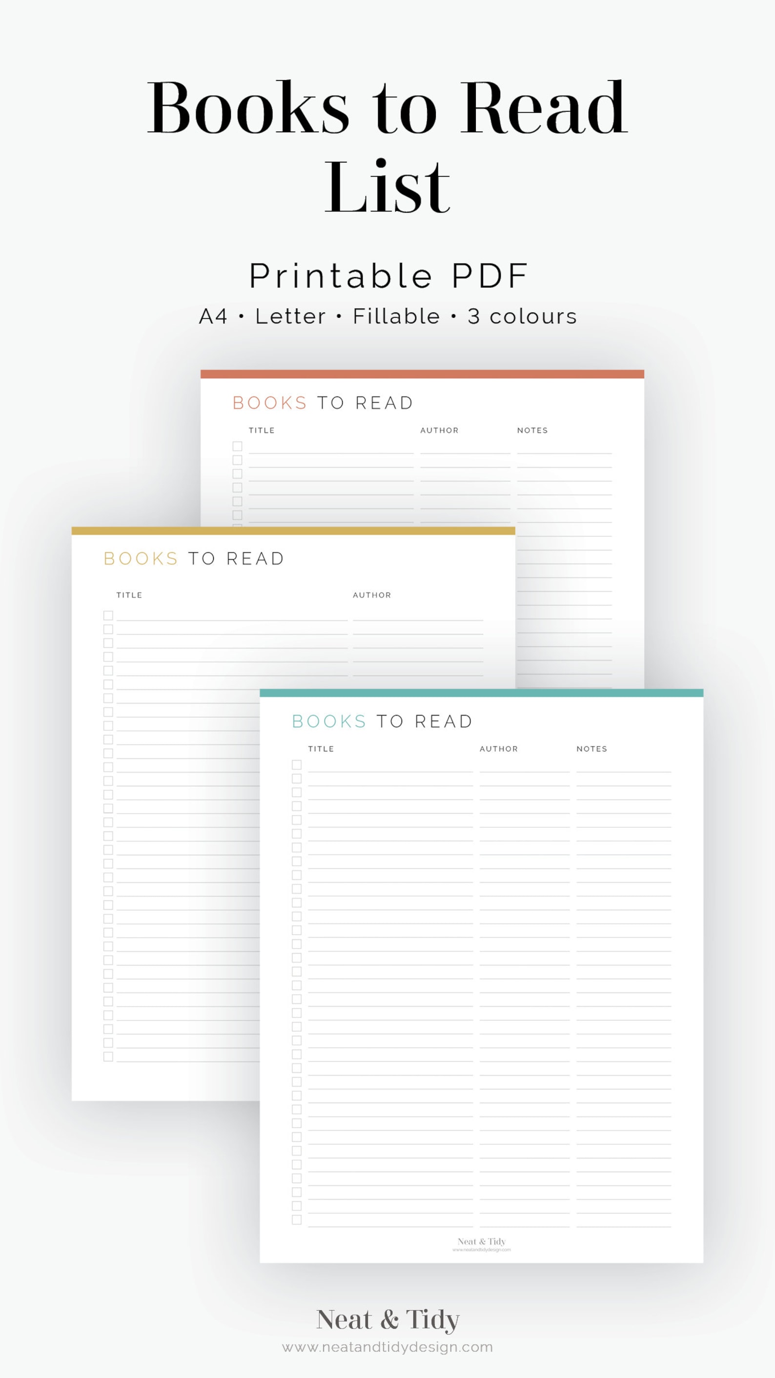 Books to Read List Fillable Printable PDF Readers Kit | Etsy