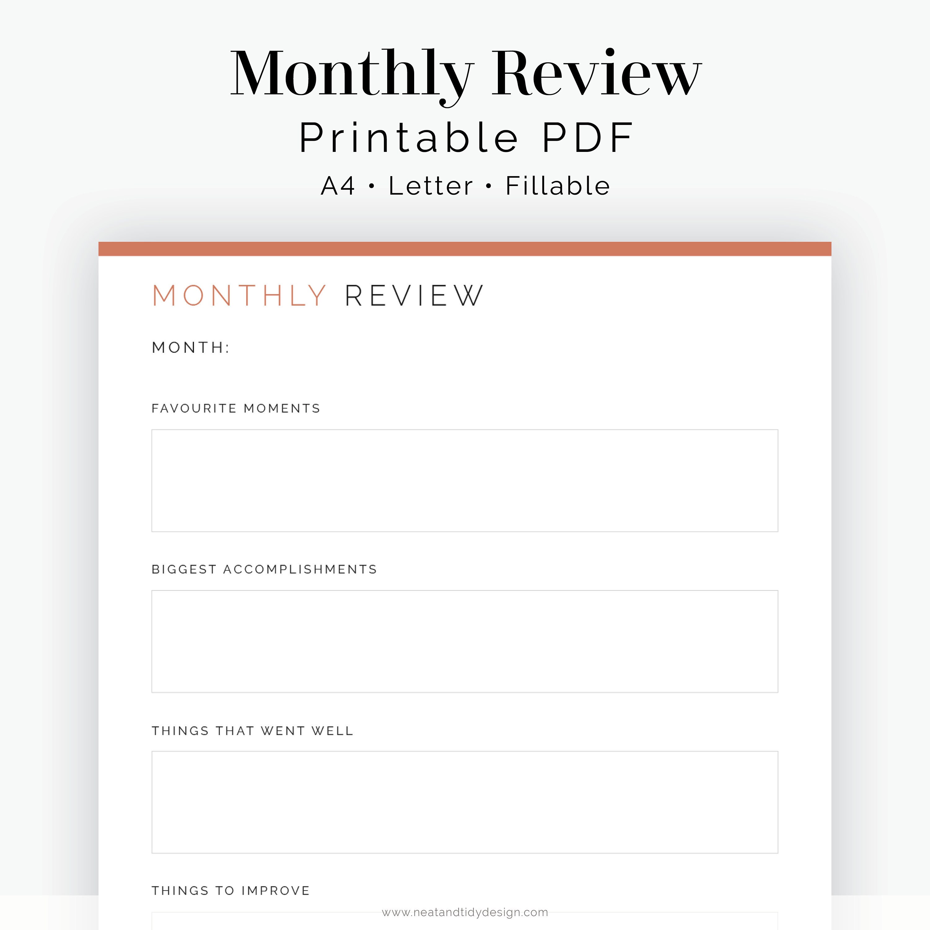 Monthly Review Fillable Printable Pdf New Year Resolution Life Planner