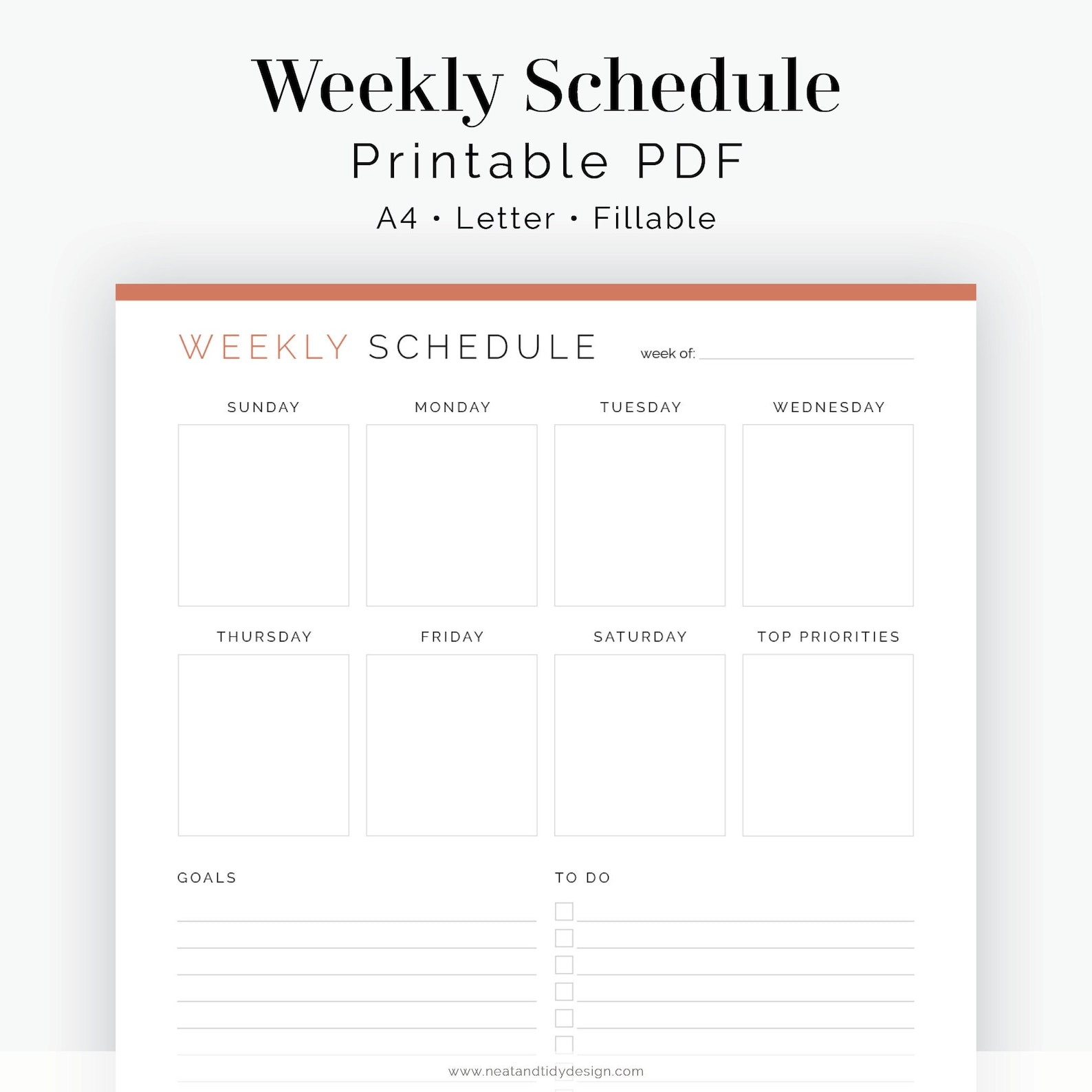 Weekly Schedule Fillable Printable PDF Academic Planner, Education Time ...