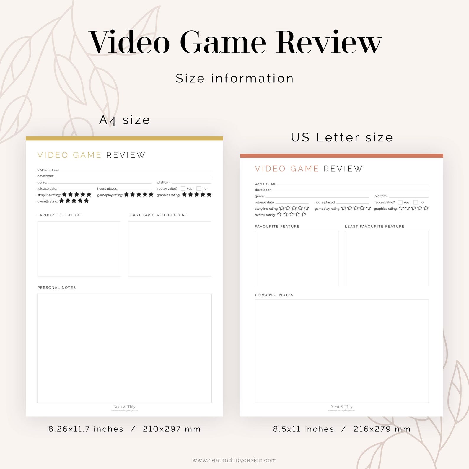 Video Game Review Template PDF | Printable Gaming Journal - Fillable ...