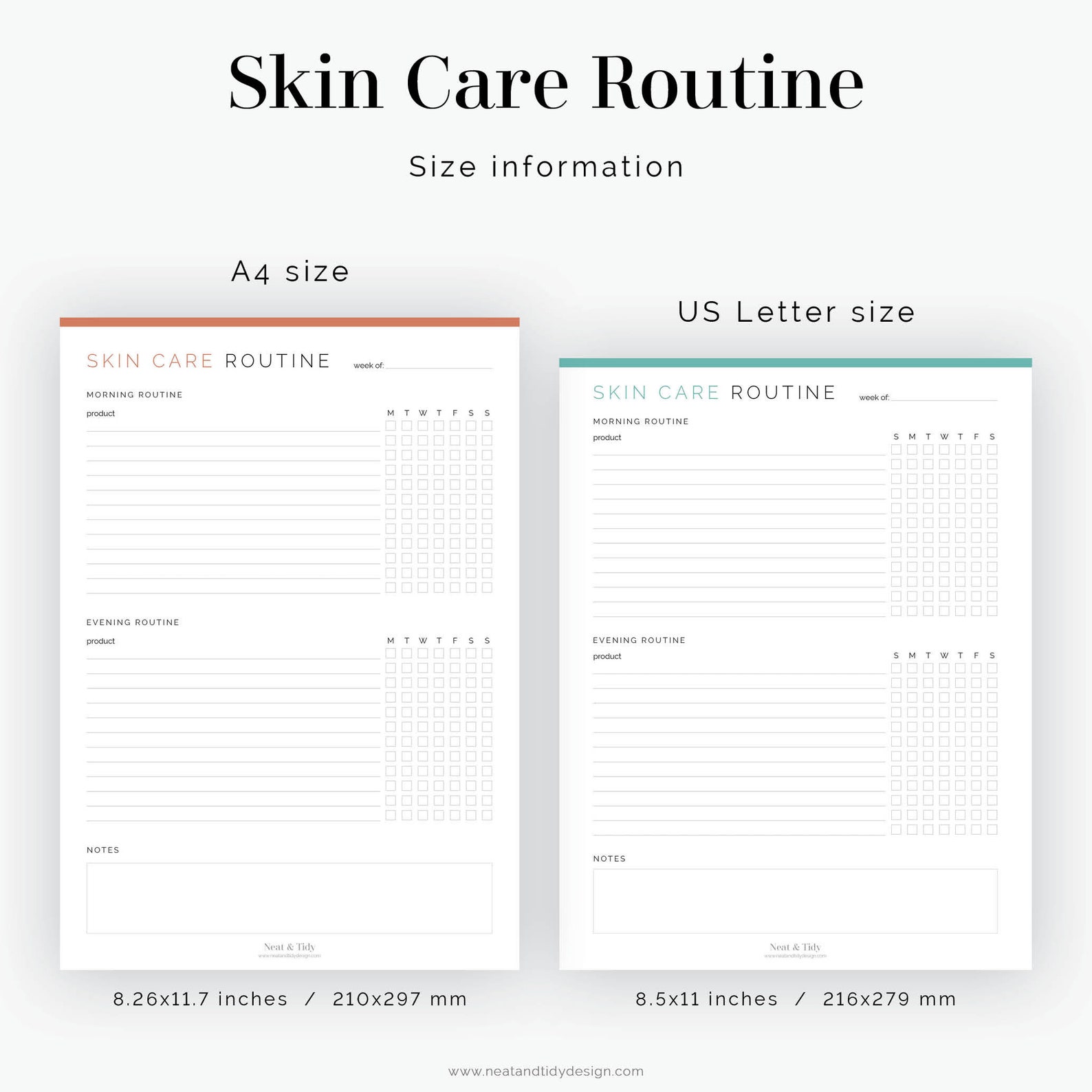 Skin Care Routine (3 Documents) - Fillable - Printable PDF - Health ...