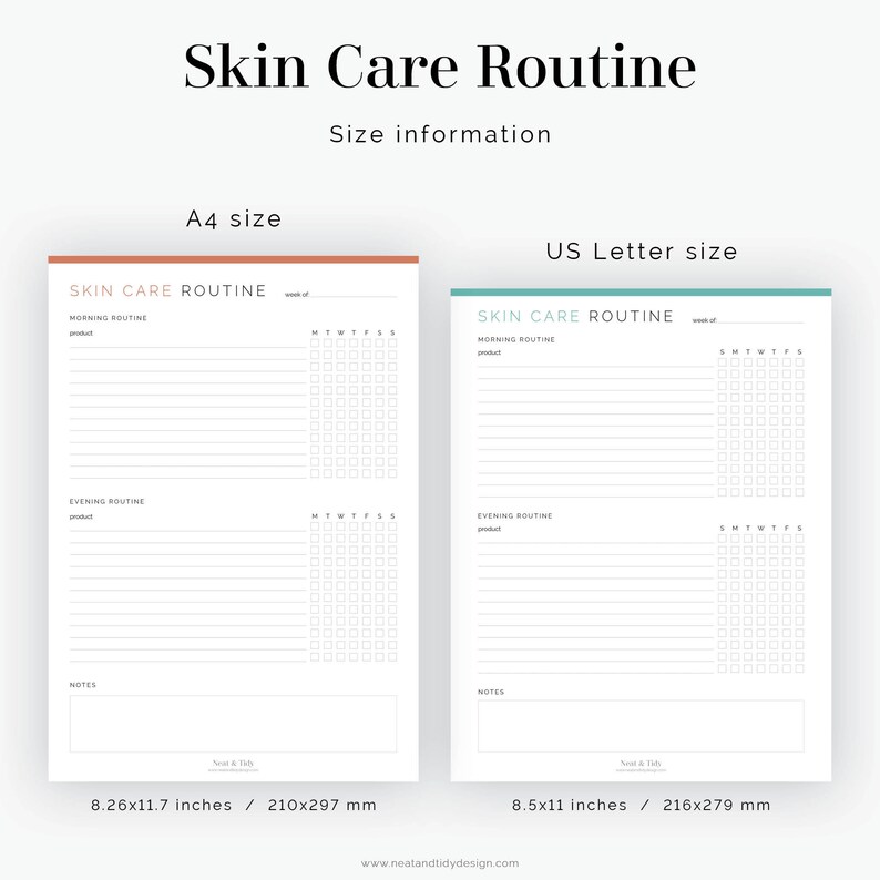 Skin Care Routine (3 Documents) - Fillable - Printable PDF - Health ...