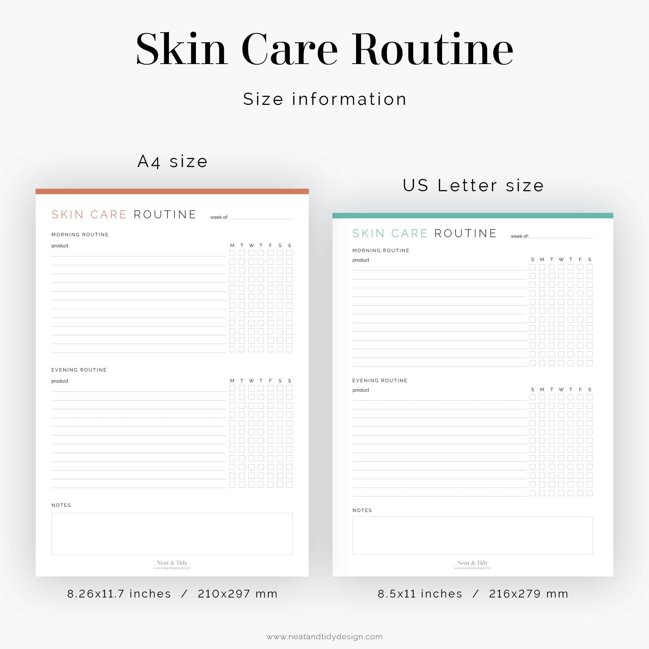 Skin Care Routine (3 Documents) - Fillable - Printable PDF - Health ...