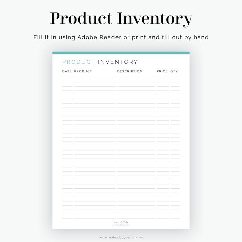 Product Inventory Log Fillable Printable PDF Business Planner Instant ...