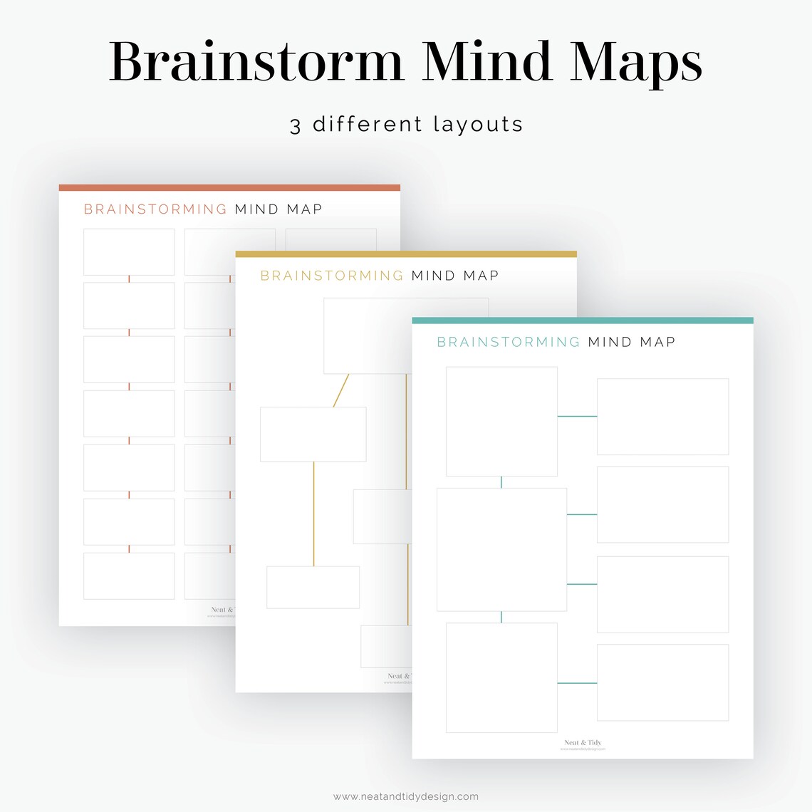 Brainstorming Mind Map Templates (3 Layouts) - Fillable - Printable PDF ...