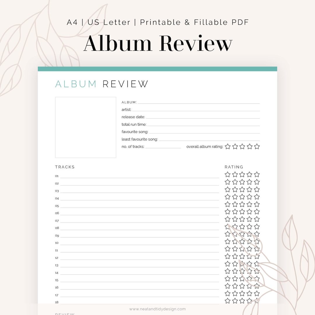 Music Album Review - Fillable, Printable PDF - Album Rating Template ...