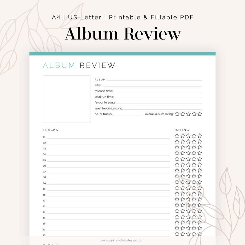 Music Album Review - Fillable, Printable PDF - Album Rating Template ...