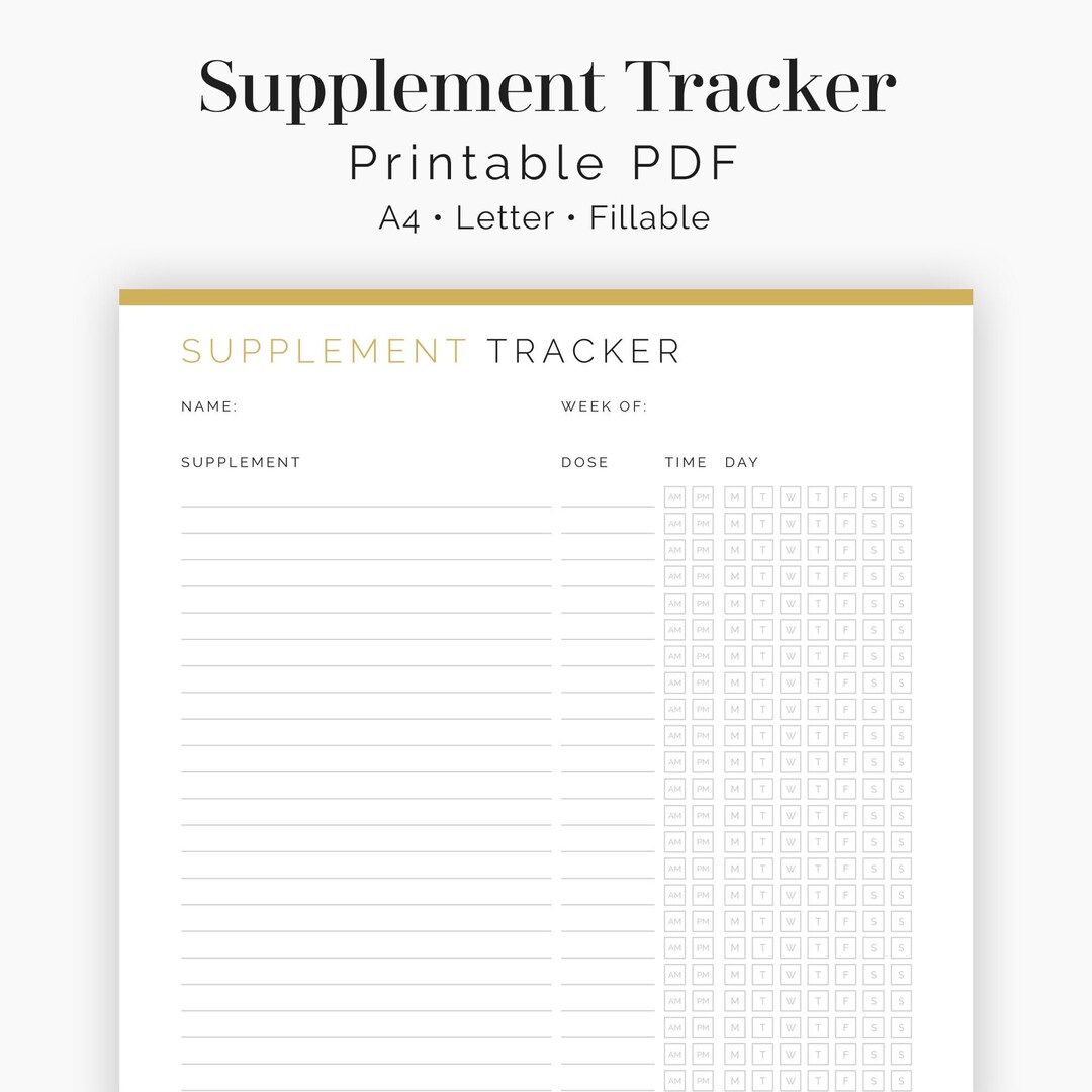 Supplement Tracker - Health & Medical Log, Healthcare Planner, Medical ...