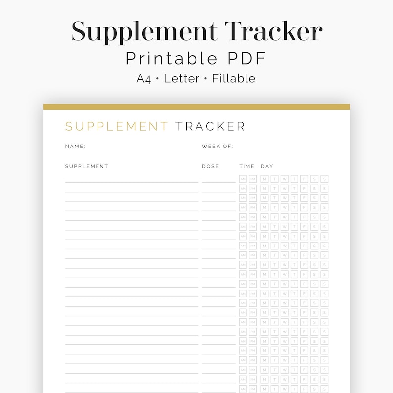 Supplement Tracker - Health & Medical Log, Healthcare Planner, Medical ...