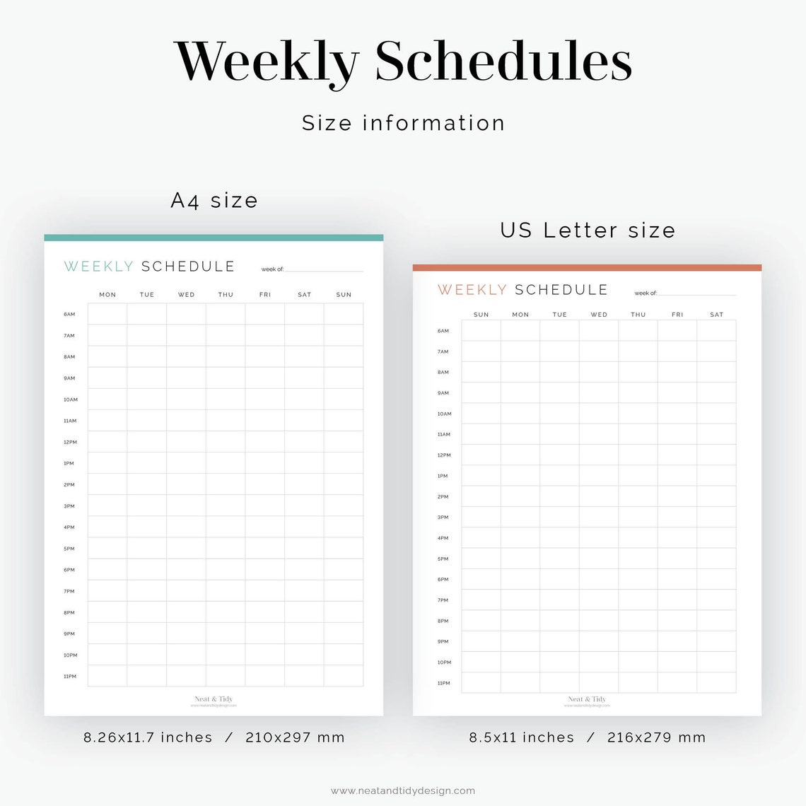 Weekly Schedule 2 Layouts Fillable Printable PDF - Etsy