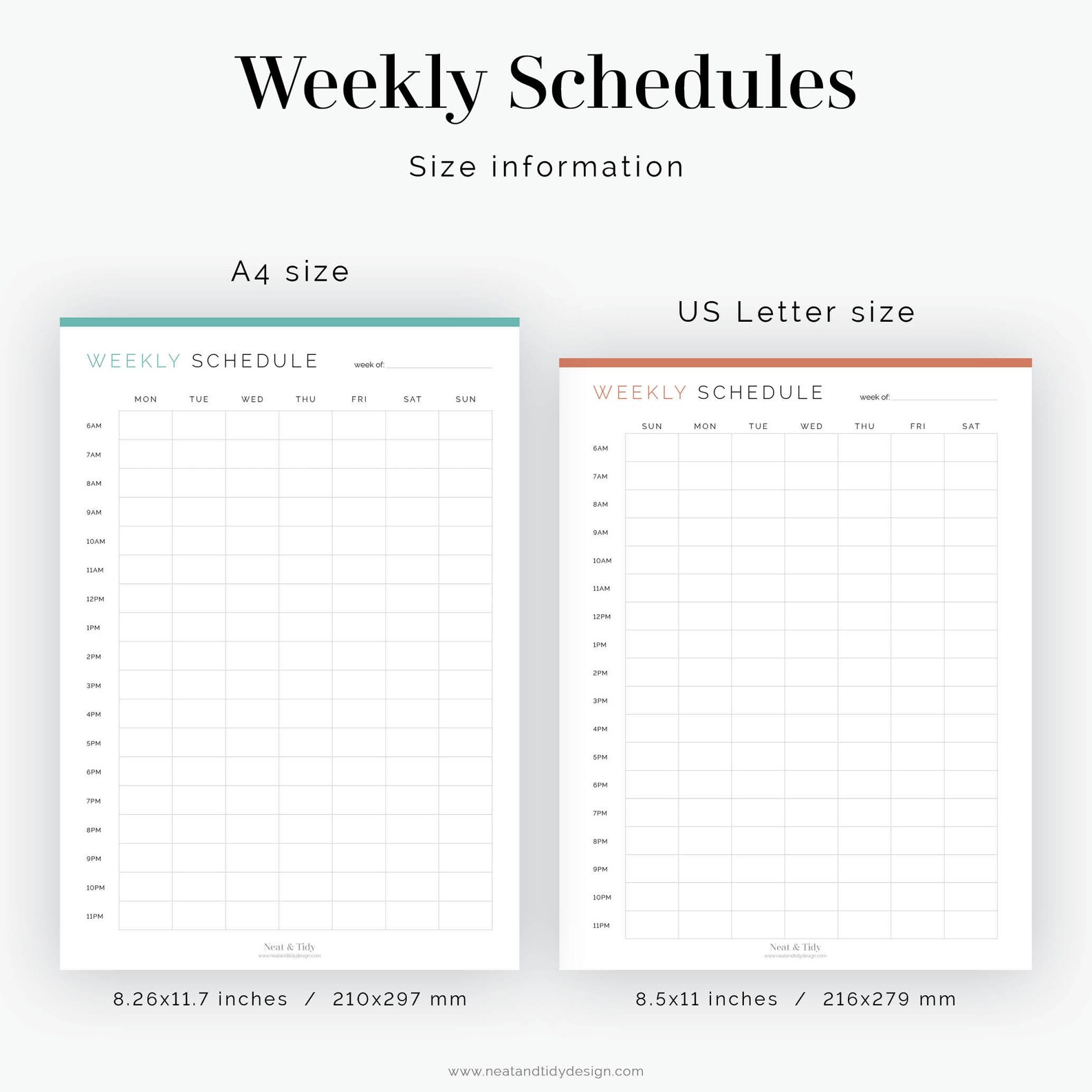 Weekly Schedule 2 Layouts Fillable Printable PDF Weekly Planner, Hourly ...