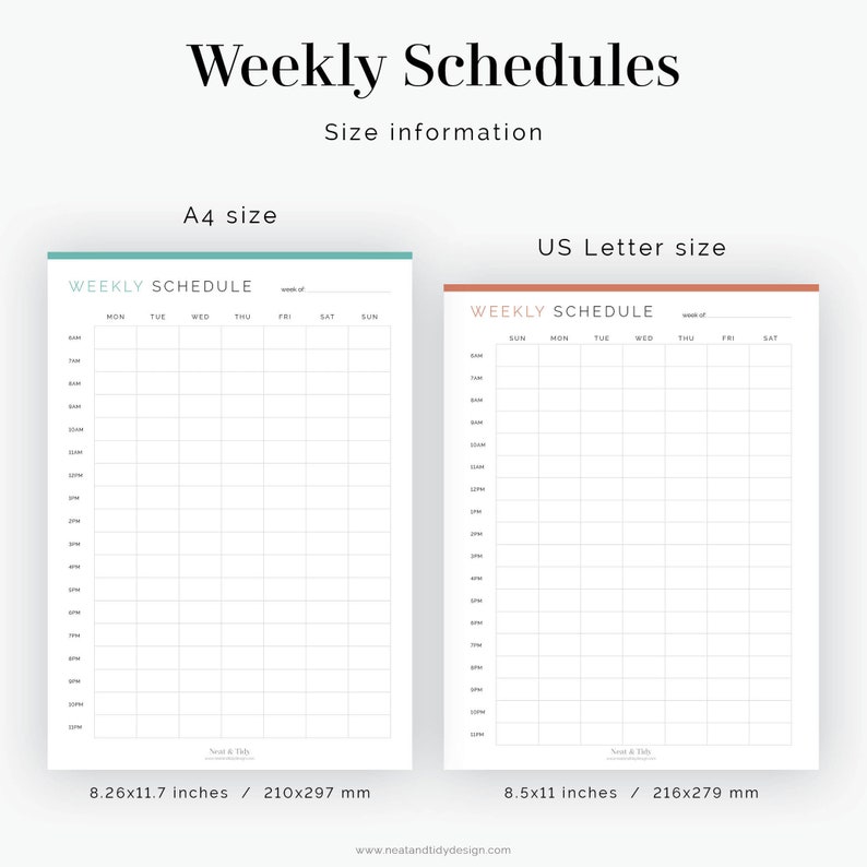 Weekly Schedule 2 Layouts Fillable Printable PDF Weekly Planner, Hourly ...