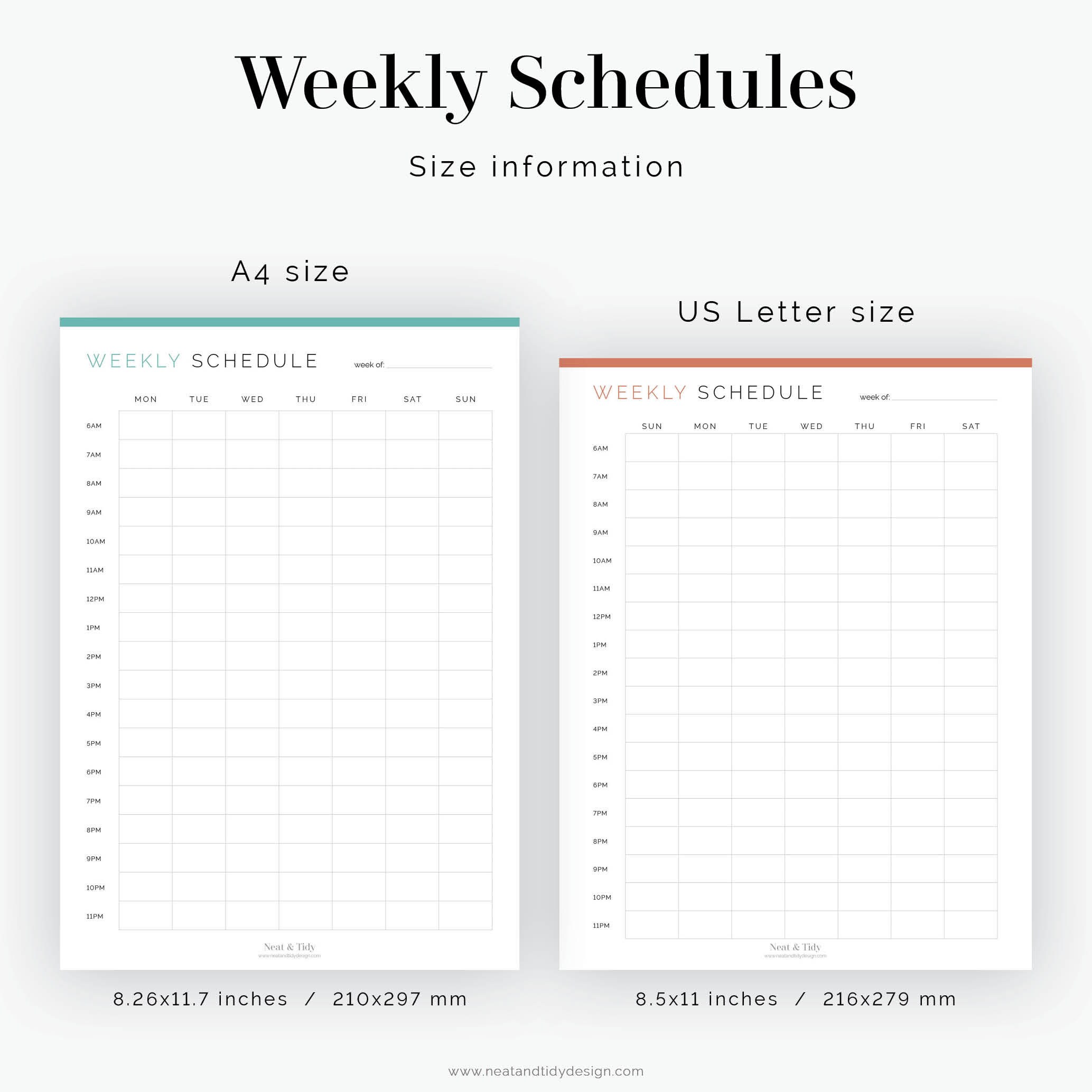 Weekly Schedule 2 Layouts Fillable Printable PDF Weekly Planner, Hourly ...