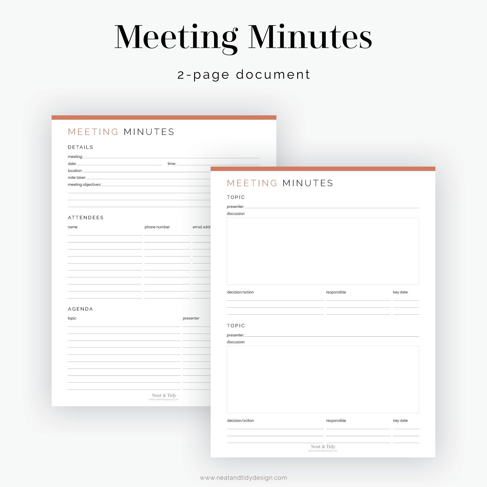 Meeting Minutes - Fillable - Business Planner, Meeting Management ...