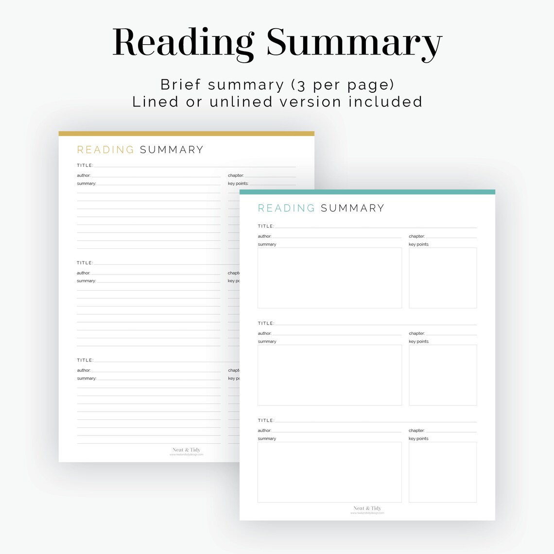 Reading Summary Fillable Printable PDF Student Planner - Etsy Canada