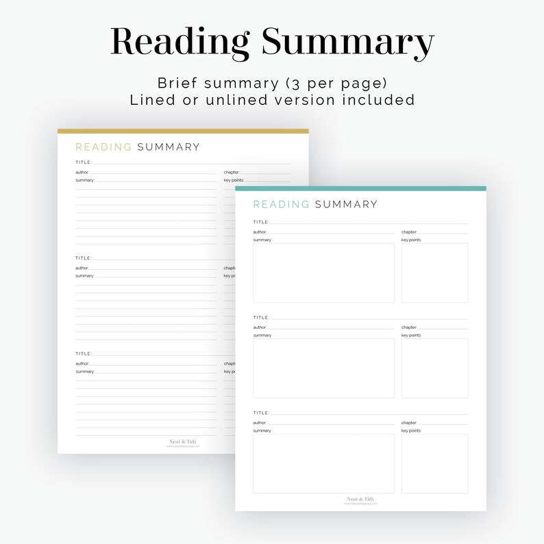 Reading Summary Fillable Printable PDF Student Planner, School ...