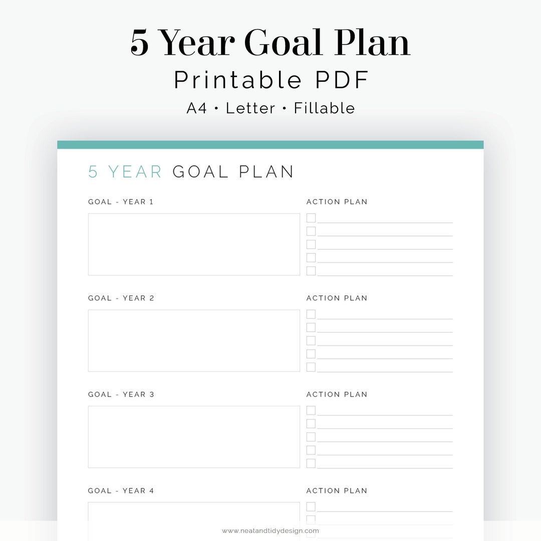 5 Year Goal Plan - Fillable - Printable PDF - New Year Resolution, Goal ...