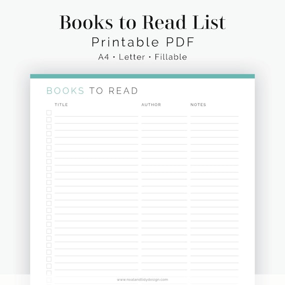 Books to Read List Fillable Printable PDF Readers Kit | Etsy
