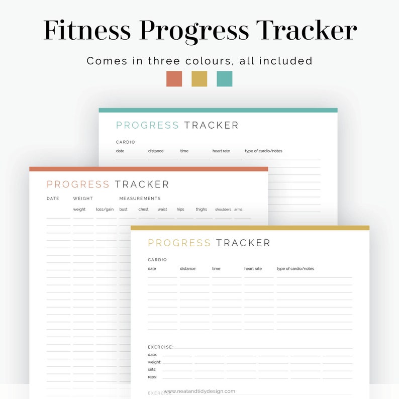 Fitness Progress Tracker 2 Layouts Fillable Printable - Etsy
