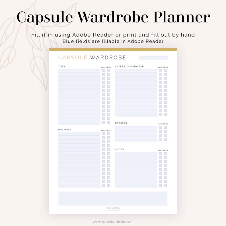 Capsule Wardrobe Planner Template | Fillable, Printable PDF | Fashion ...