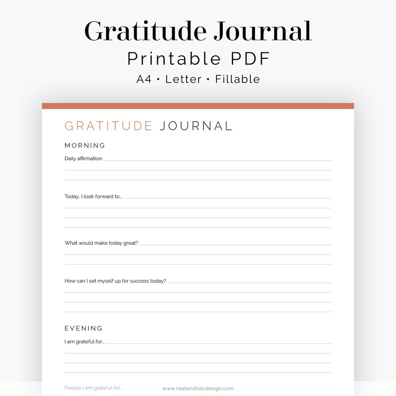 Gratitude Journal 2 Layouts Fillable Printable PDF - Etsy