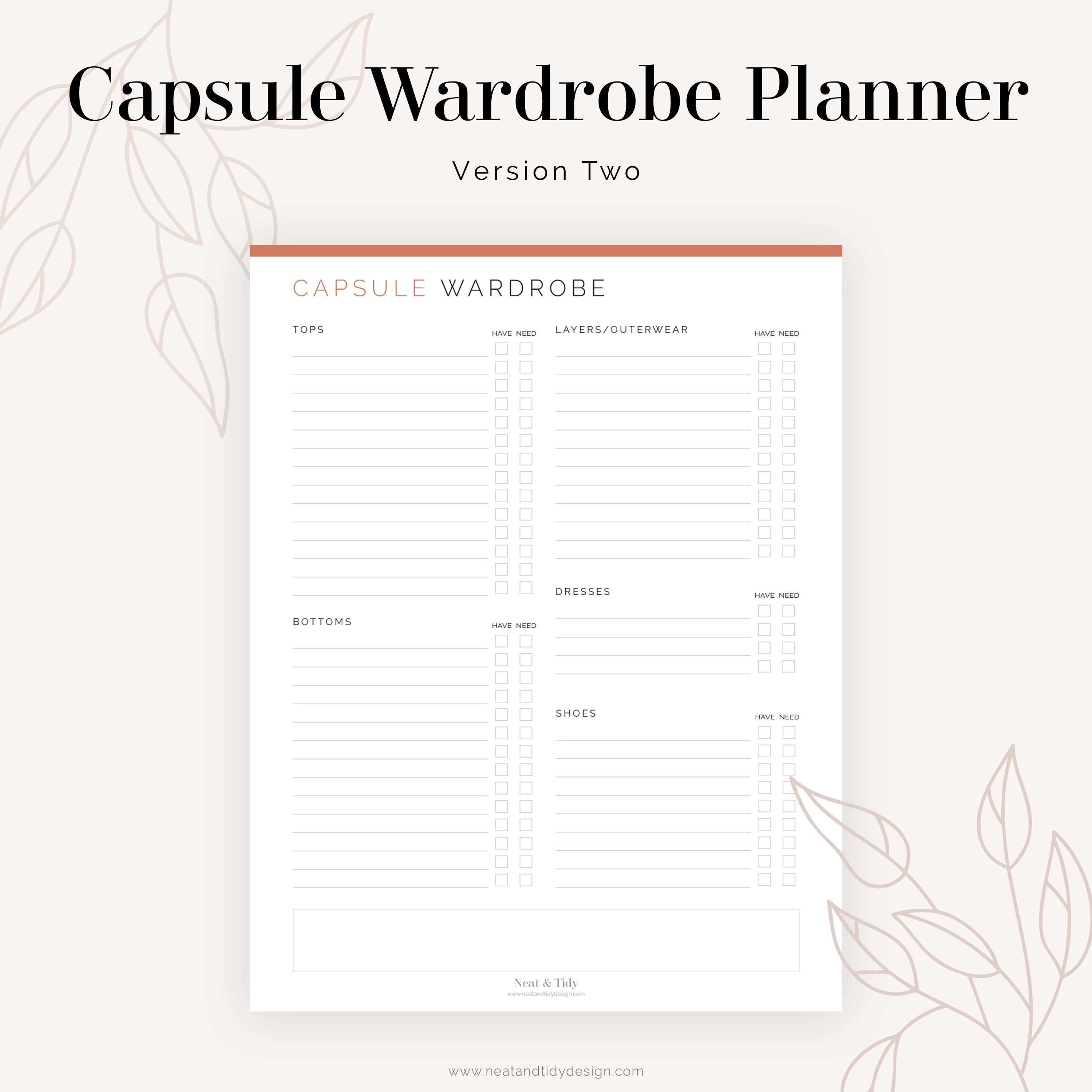 Capsule Wardrobe Planner Template | Fillable, Printable PDF | Fashion ...