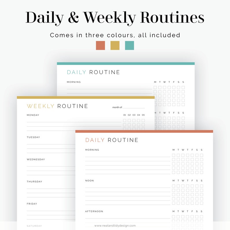 Daily & Weekly Routines Planner Fillable Printable PDF New Year ...