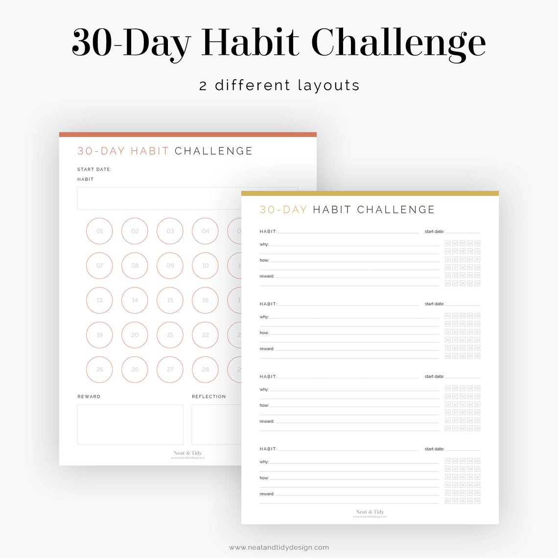 30-day Habit Challenge Tracker Fillable Printable PDF - Etsy