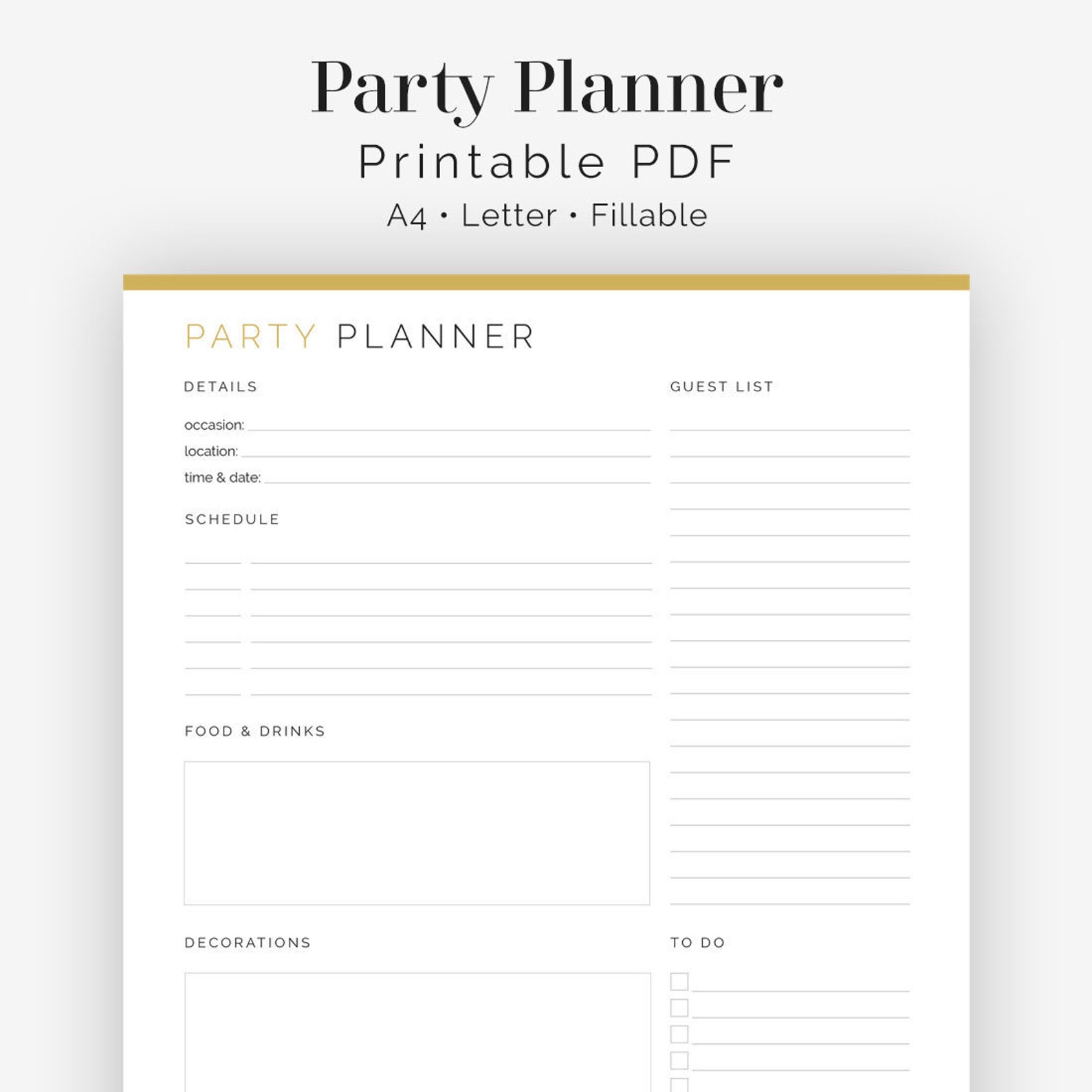 Party Planner - Fillable - Printable PDF - Christmas Planner, Holiday ...