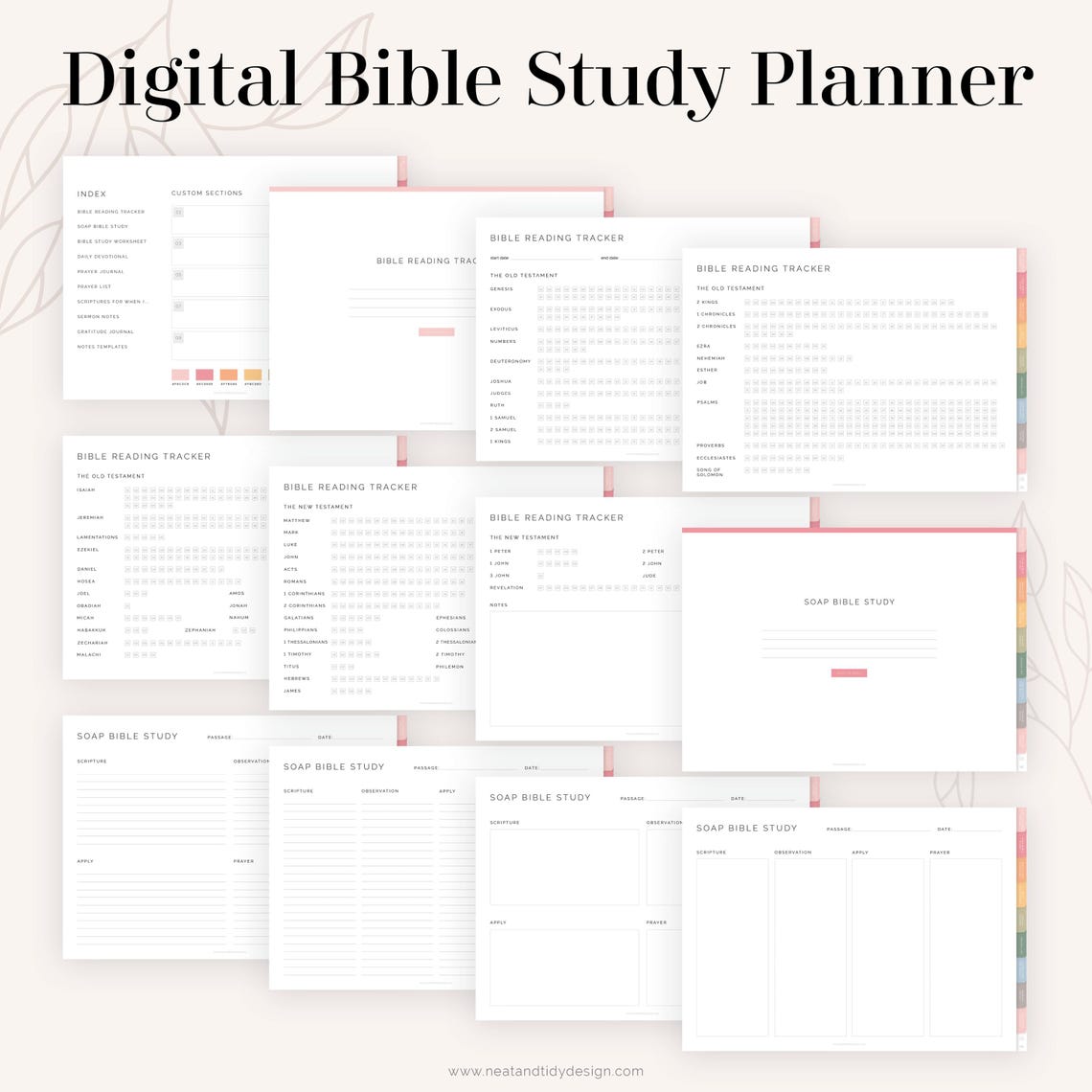 Digital Bible Study Planner for Goodnotes (rainbow) (portrait ...