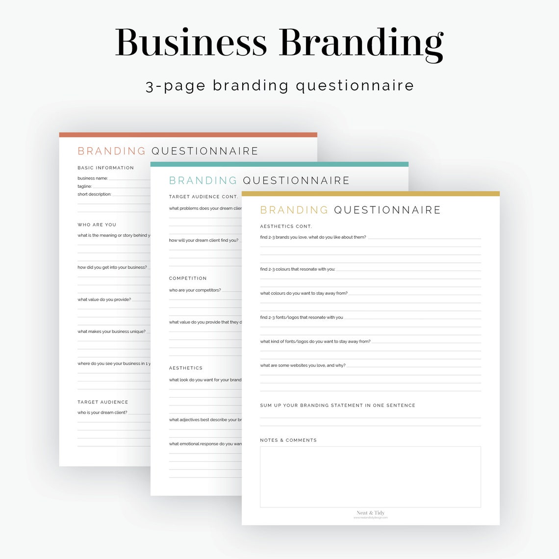 Business Branding Questionnaire - Fillable - Printable PDF - Business ...