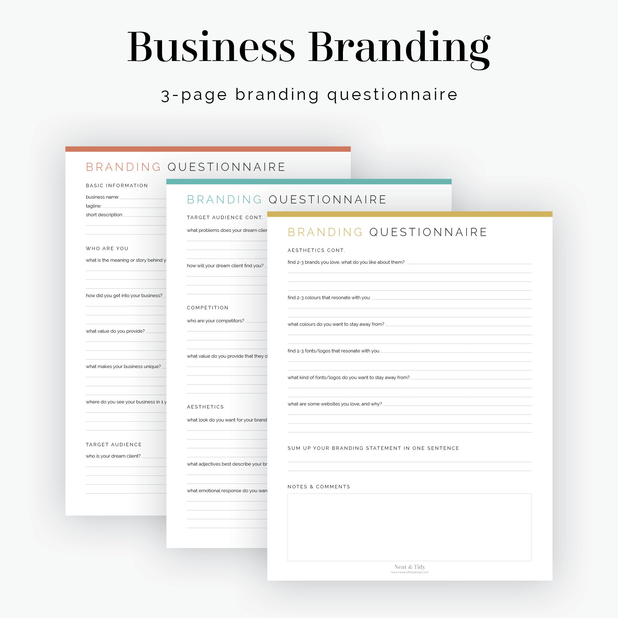 Business Branding Questionnaire - Fillable - Printable PDF - Business ...