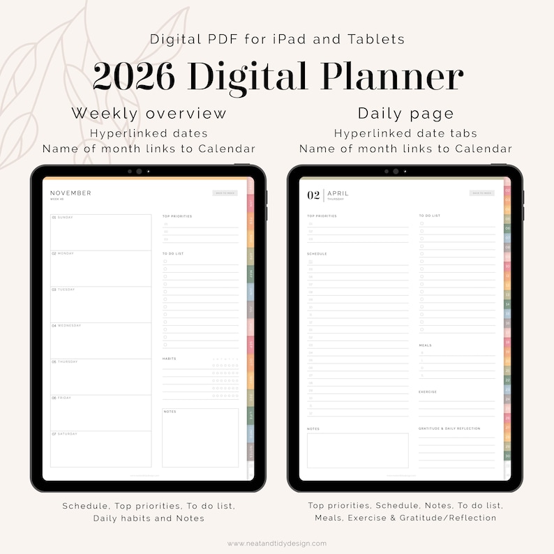 2026 Digital Hyperlinked Planner for Goodnotes & Notability | Dated ...
