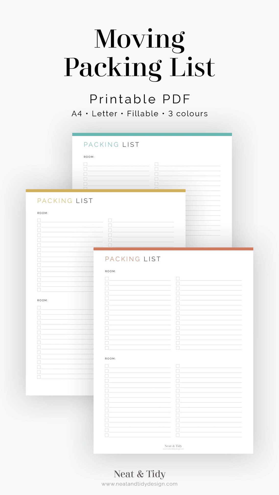 Moving Packing List by Room Fillable Moving Planner Printable ...