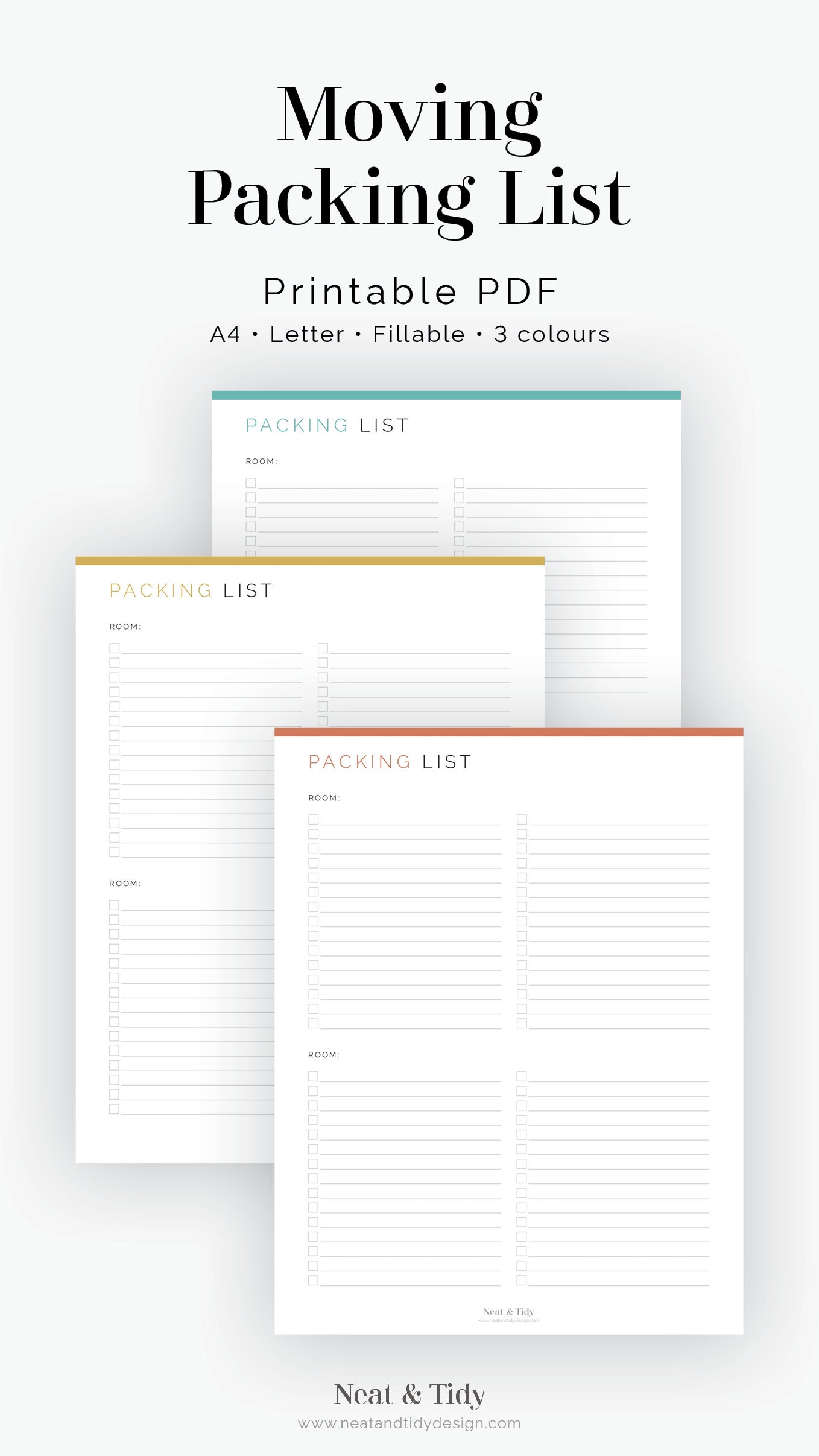 Moving Packing List - by Room - Fillable - Moving Planner - Printable ...