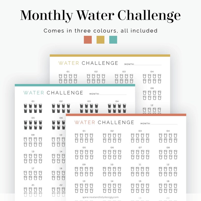 Monthly Water Challenge Fillable Printable PDF Hydration - Etsy