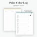 Paint Color Log - Household Paint Colour Tracker - Fillable - Printable ...