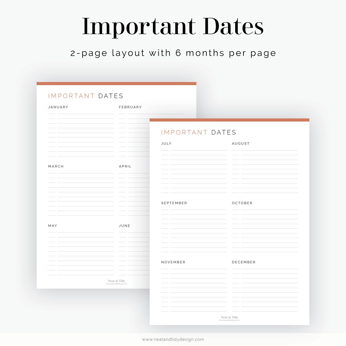 Important Dates Fillable Event Tracker Birthday Tracker - Etsy