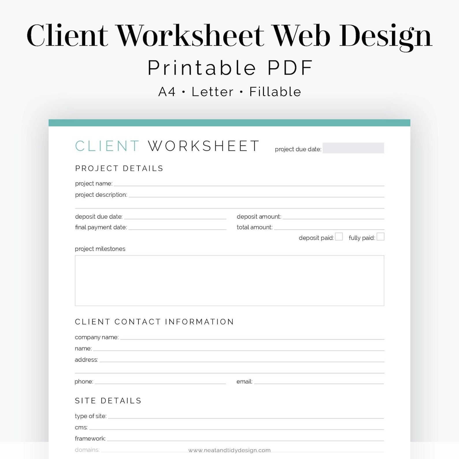 Client Worksheet Web Design - Fillable - Printable PDF - Web Design ...