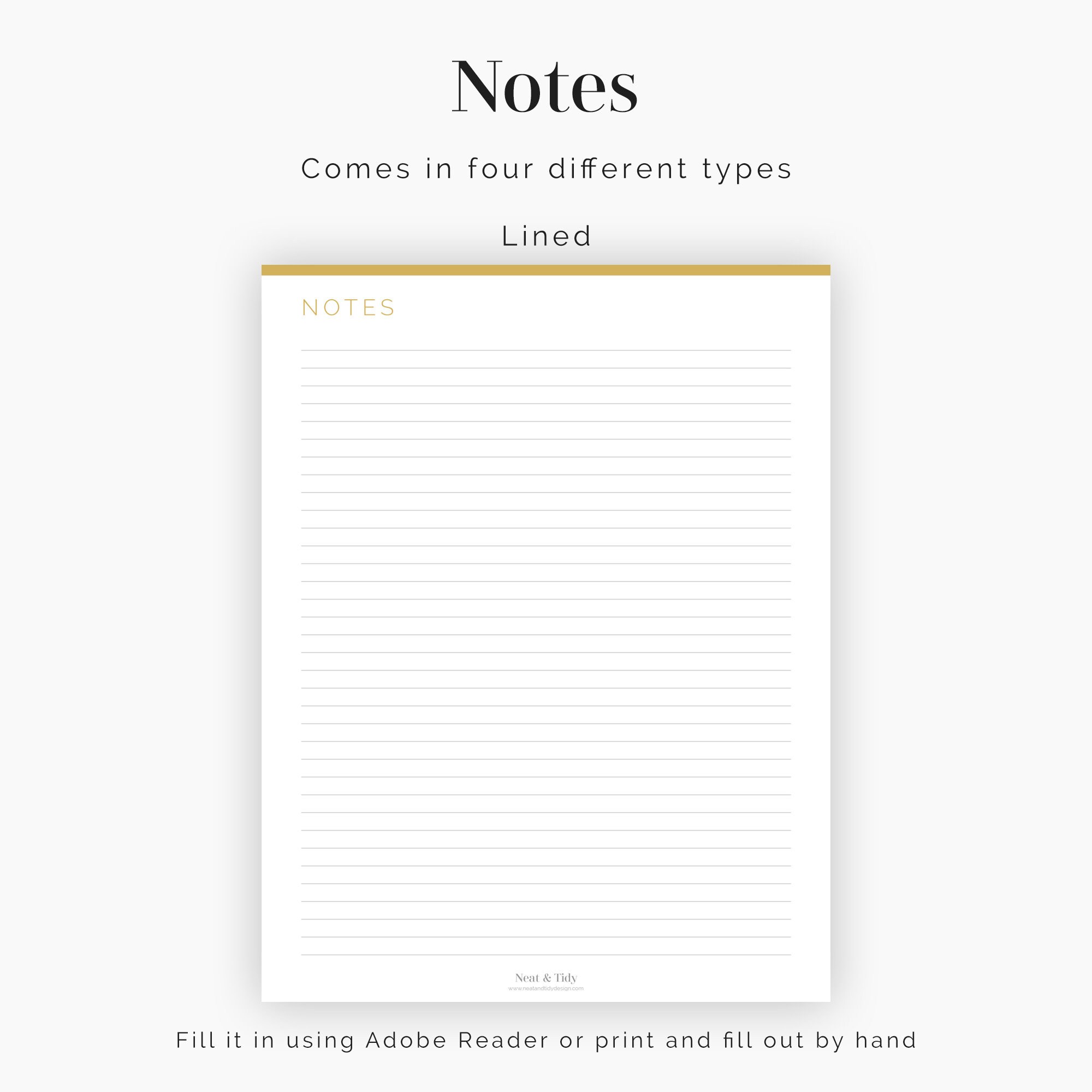 Notes Lined, Unlined, Grid, Dot Grid Fillable Printable PDF Home ...