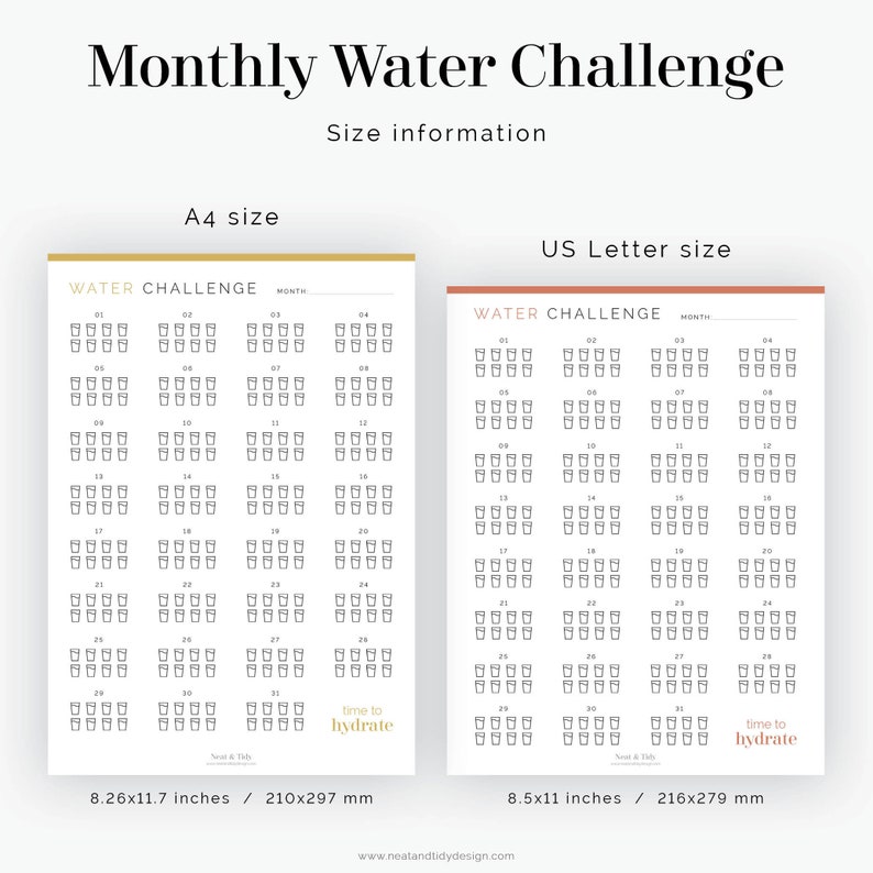 Monthly Water Challenge Fillable Printable PDF Hydration - Etsy
