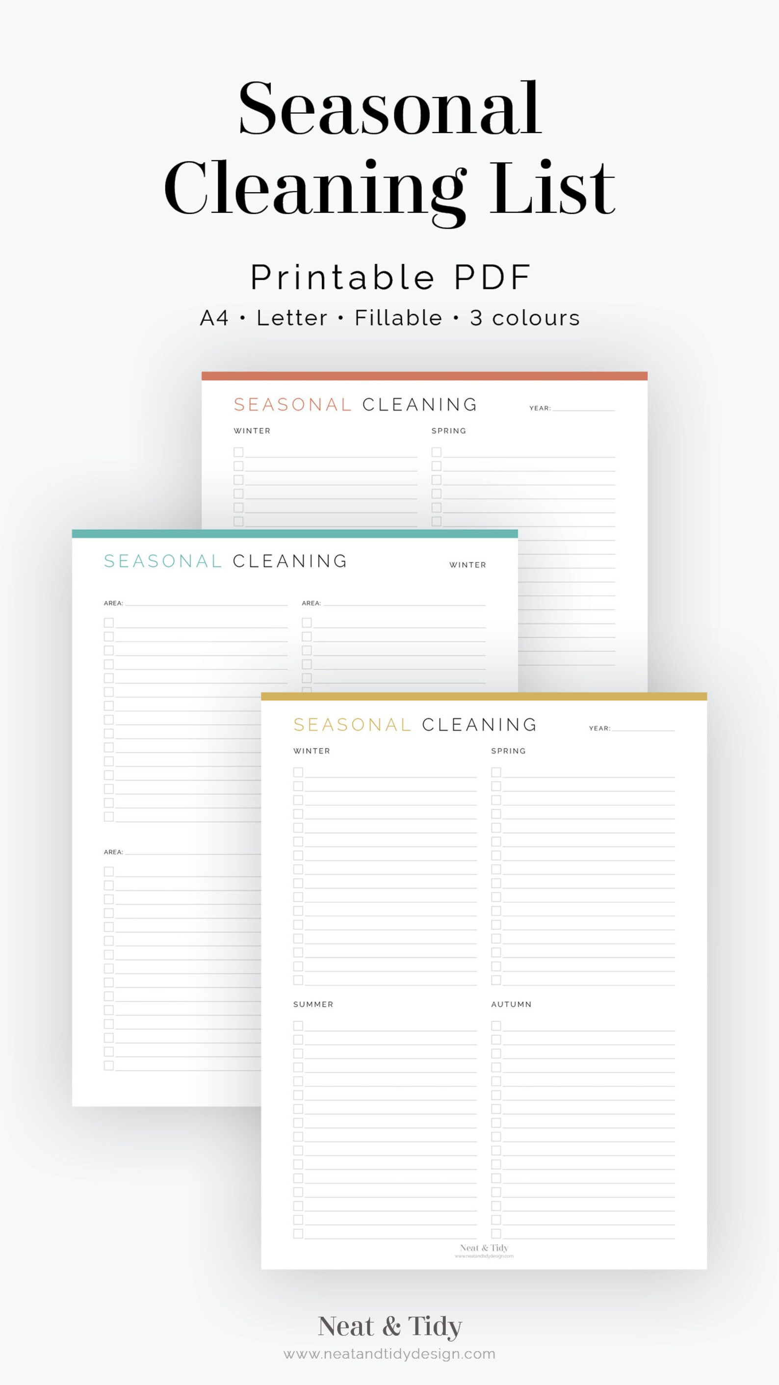 Seasonal Cleaning Checklist Fillable Printable PDF | Etsy