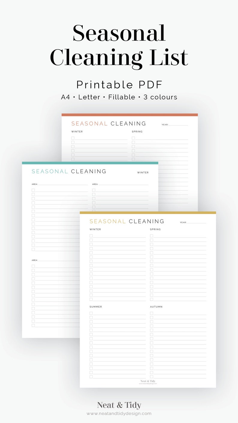 Seasonal Cleaning Checklist Fillable Printable PDF - Etsy