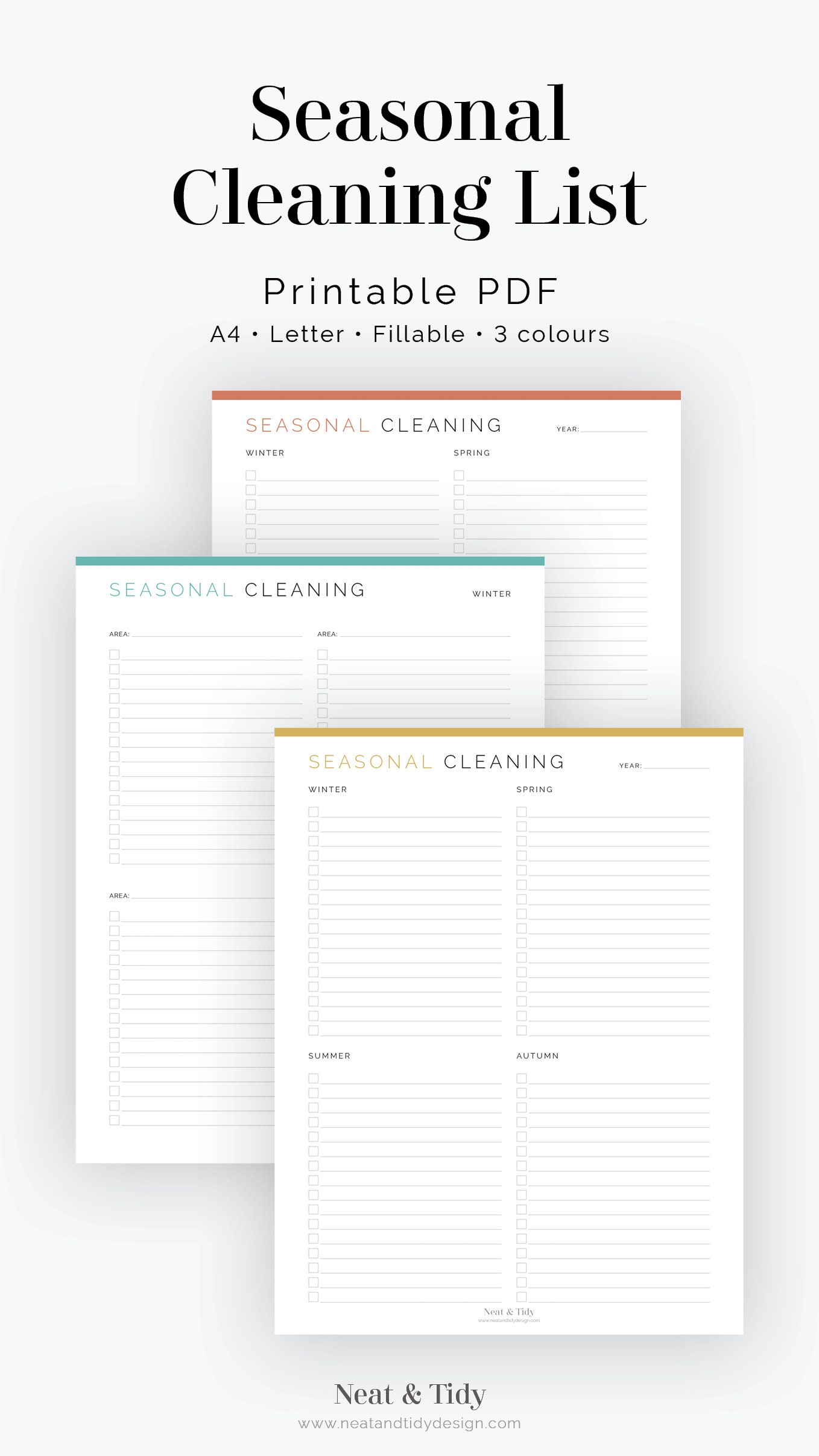 Seasonal Cleaning Checklist Fillable Printable PDF | Etsy