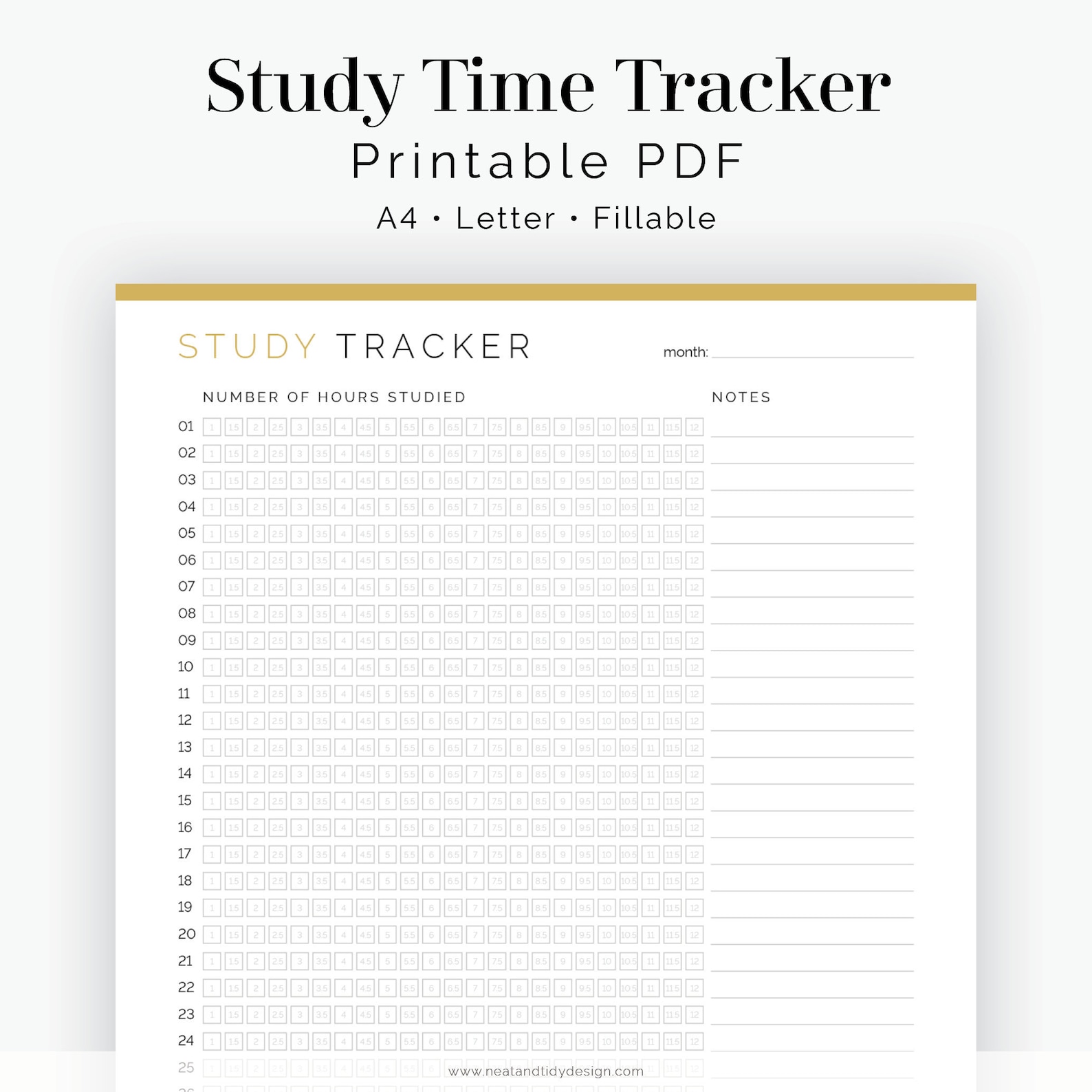 Study Time Tracker Fillable Printable PDF Student Planner, High School ...
