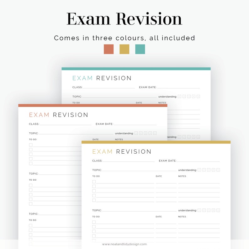 Exam Revision Planner Fillable Printable PDF Student Planner, High ...